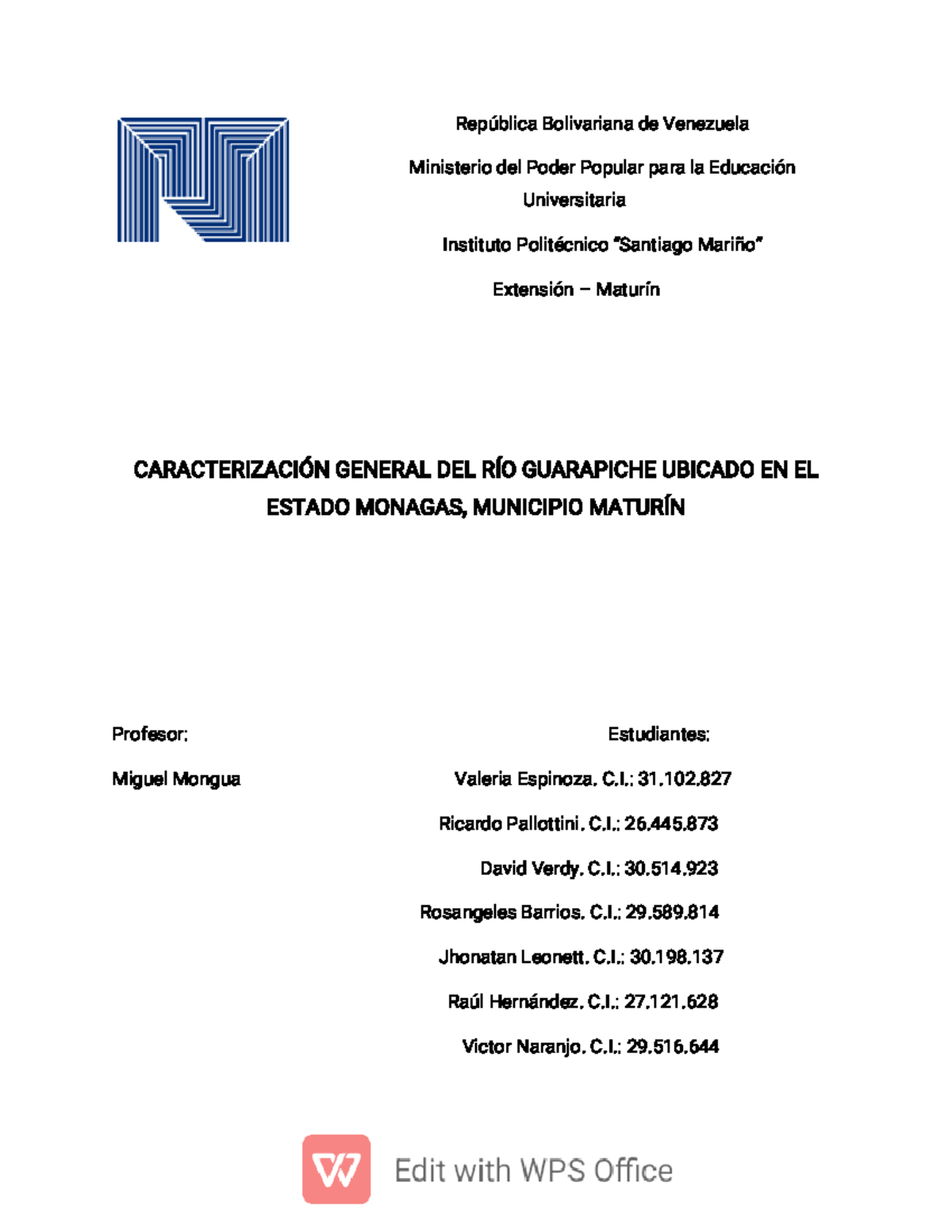 Características y Geografía del Río Guarapiche (Monagas) - Estudio ...