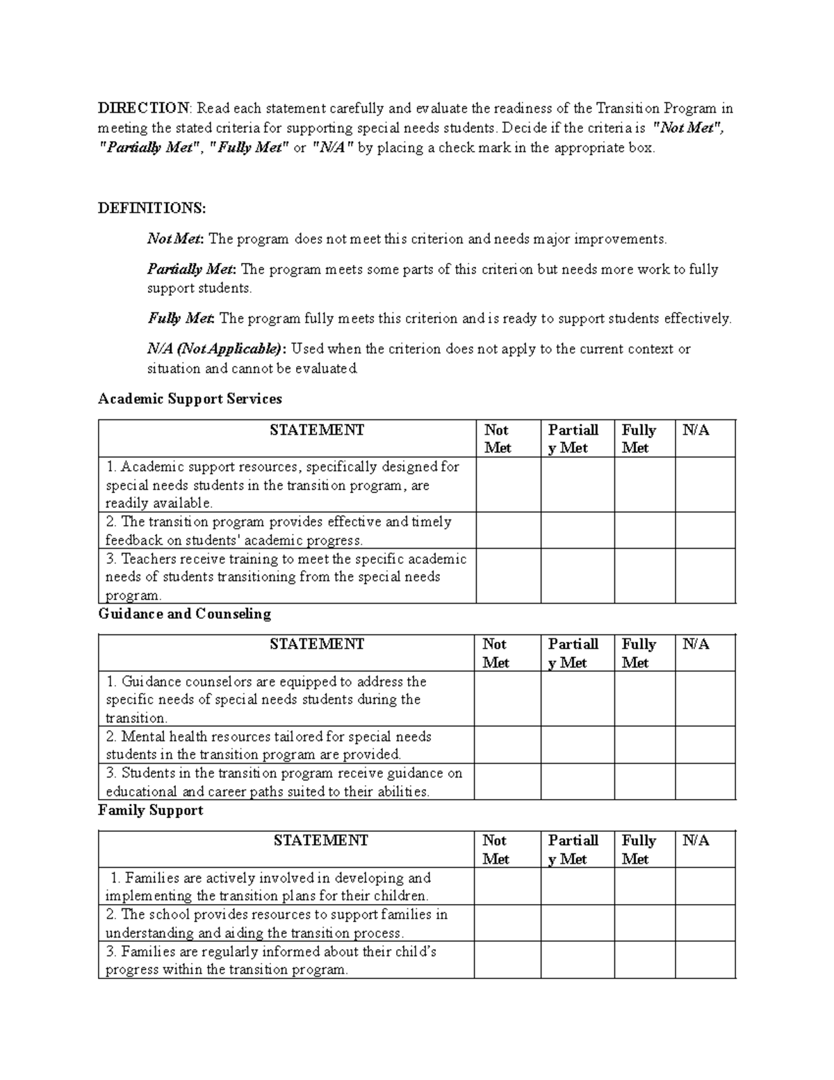 PR- Transition Program Readiness Questionnaire - wdafawfe - Studocu