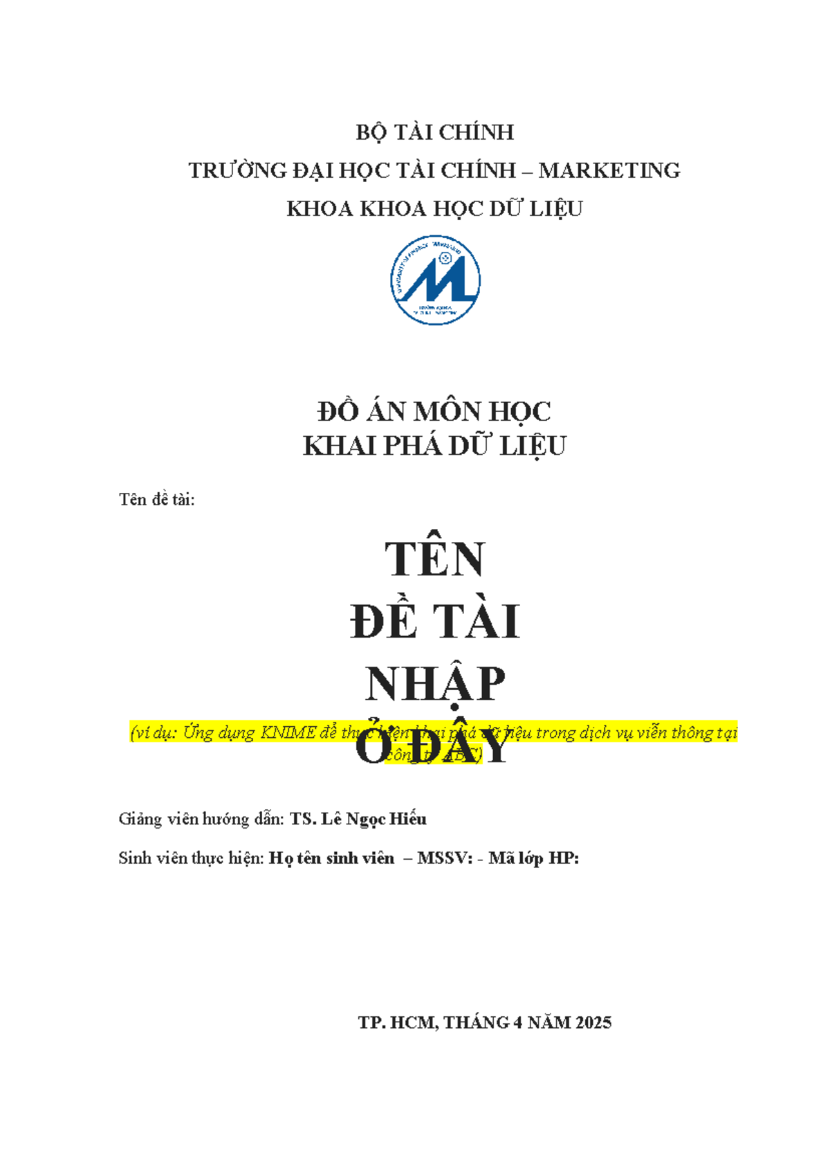 Đồ Án Môn Học KPDL: Ứng Dụng KNIME Trong Khai Phá Dữ Liệu - Studocu