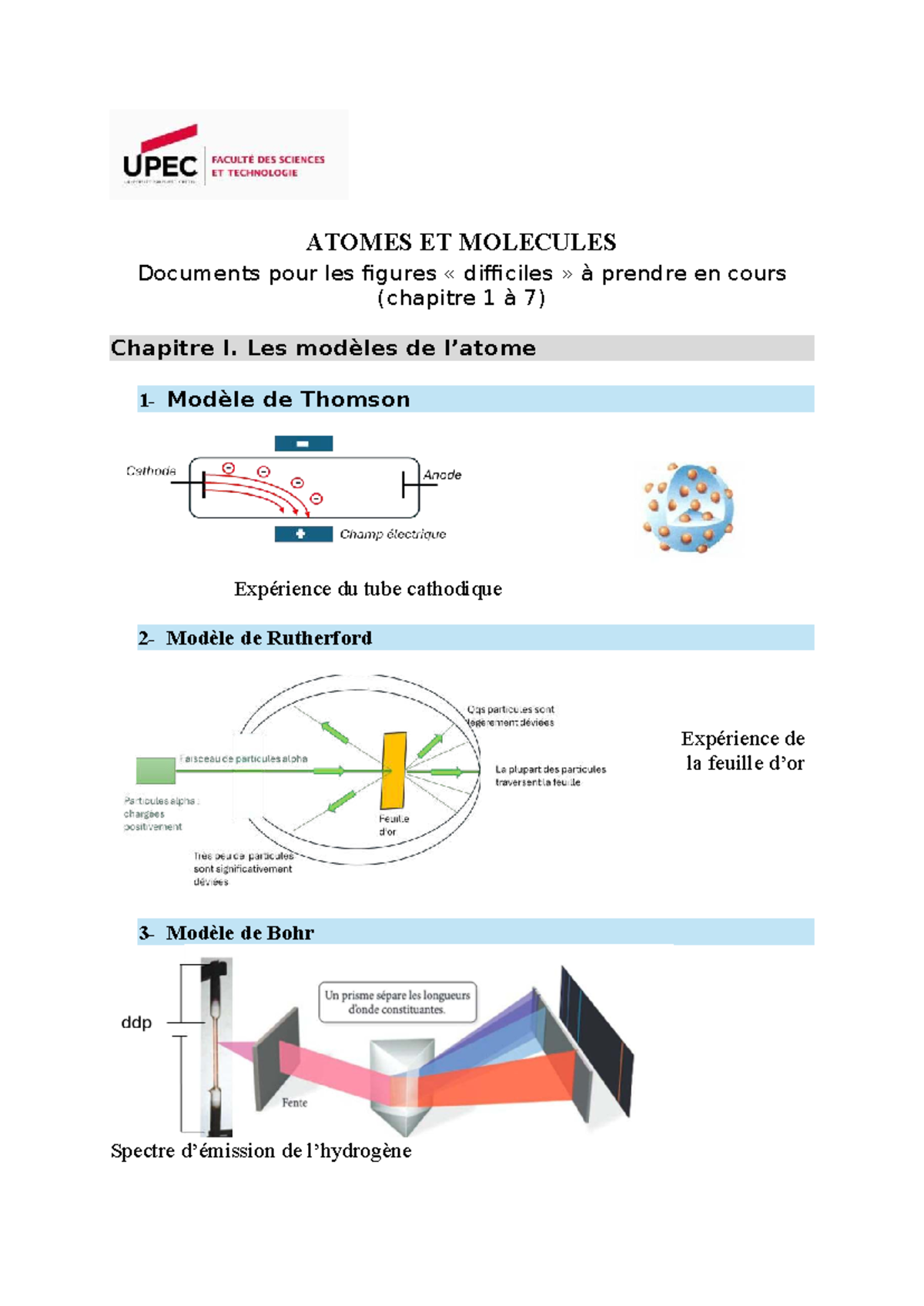 Atomes Et Molecules Cours L1 2025 2026 Ch 1 à 7 Studocu