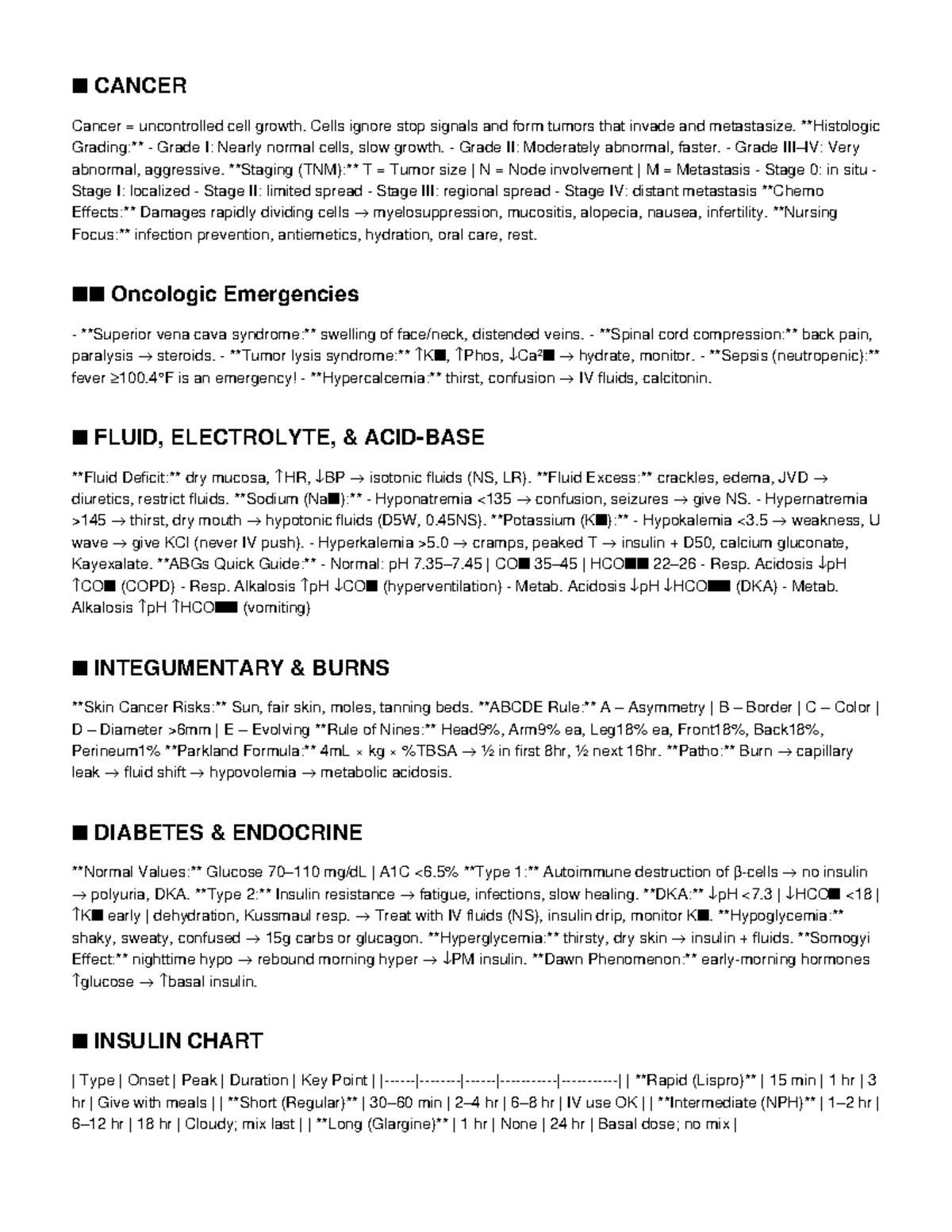 Med Surg 2 Exam 1 Study Guide: Cancer & Diabetes Overview - Studocu