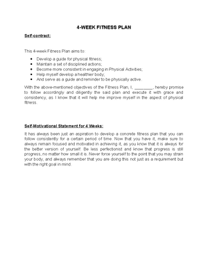 PE Reflection - REFLECTION Making a concrete and detailed fitness plan ...