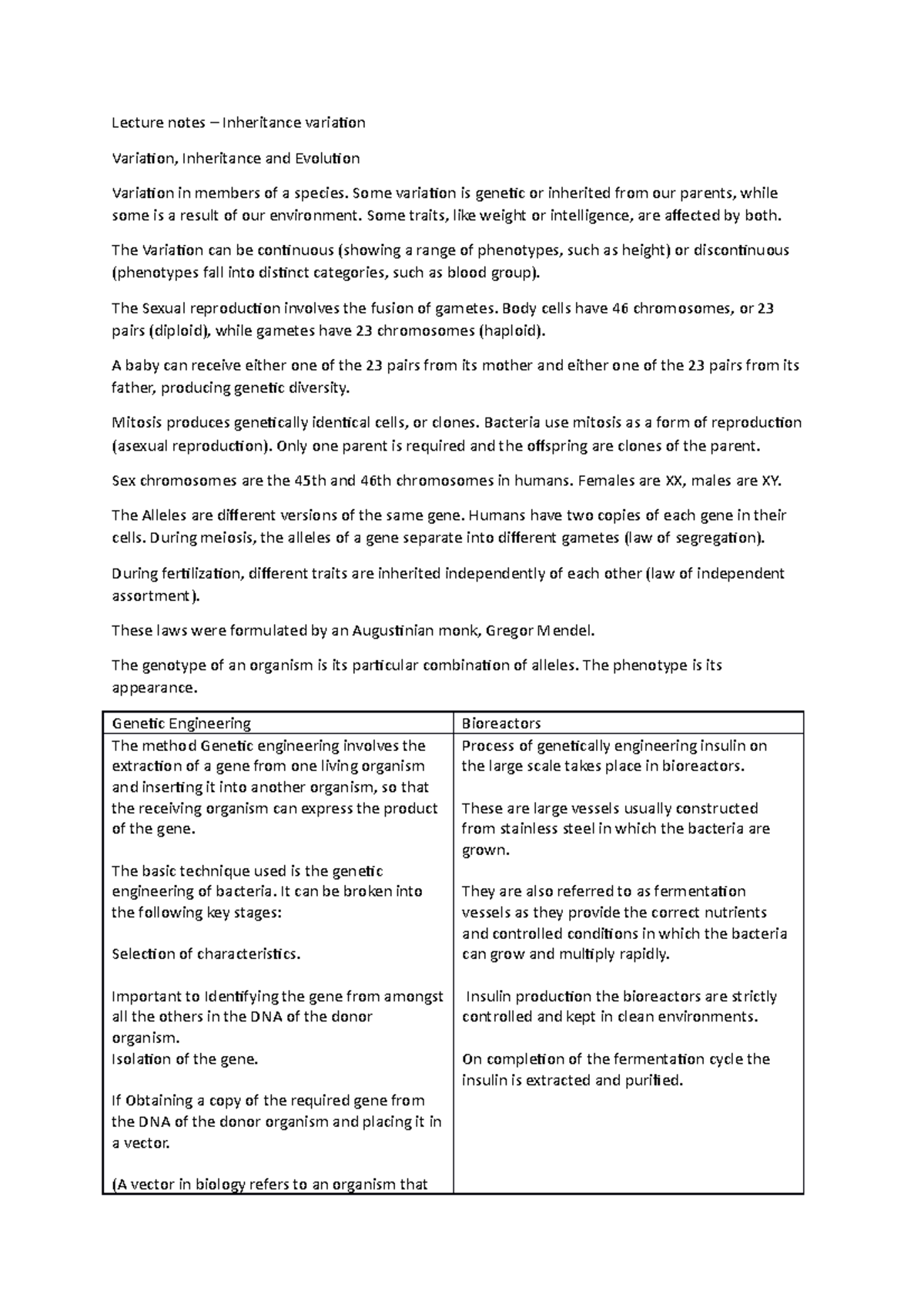 Lecture notes – Inheritance variation - Lecture notes – Inheritance ...