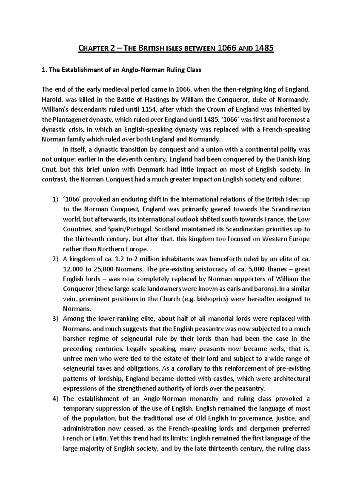 Syllabus History of the British Iles - Class 2 - CHAPTER 2 – THE ...