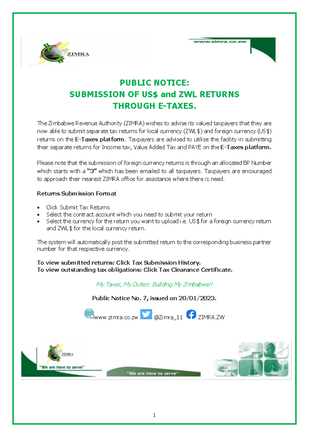 Public Notice 7 of 2023 Separate Return Submission - 1 PUBLIC NOTICE ...