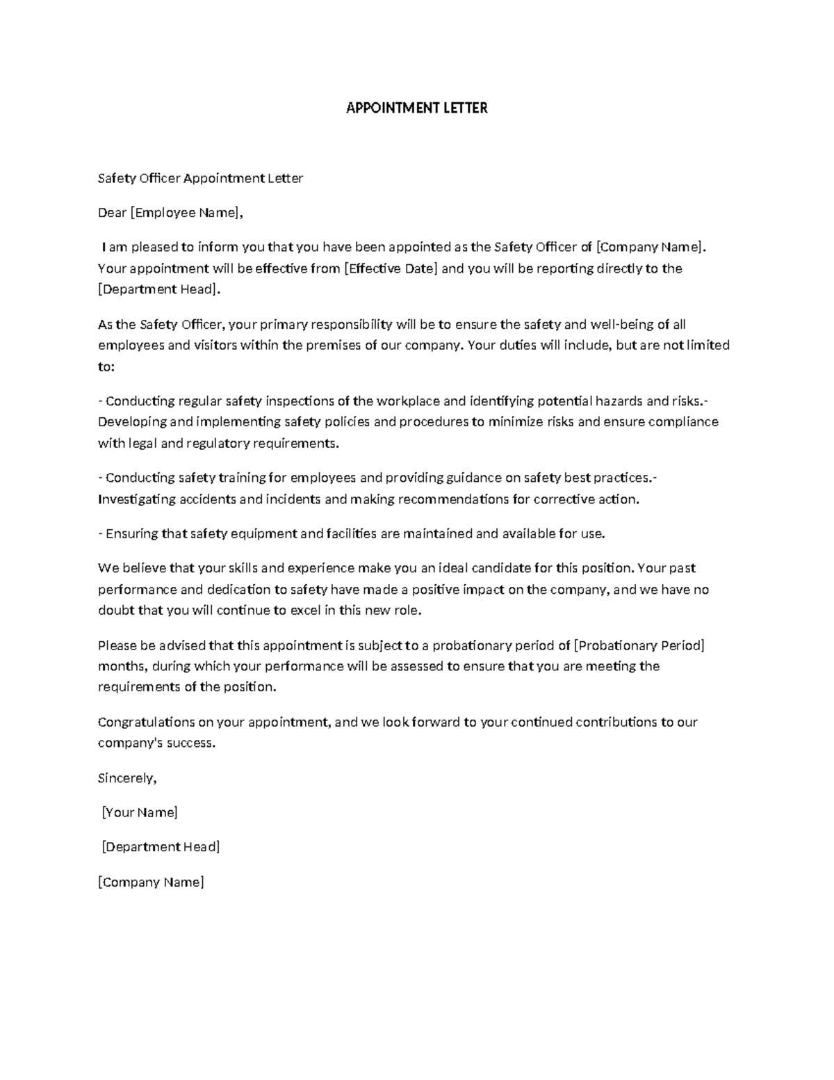 Safety Officer Appointment Letter - SO3 - Studocu