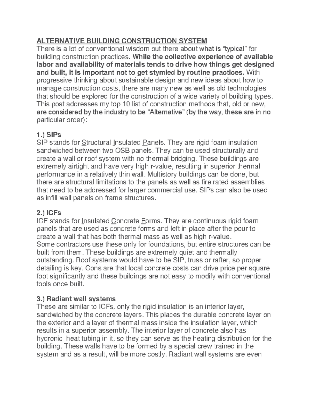 Innovative Alternatives in Building Construction Systems: Methods ...