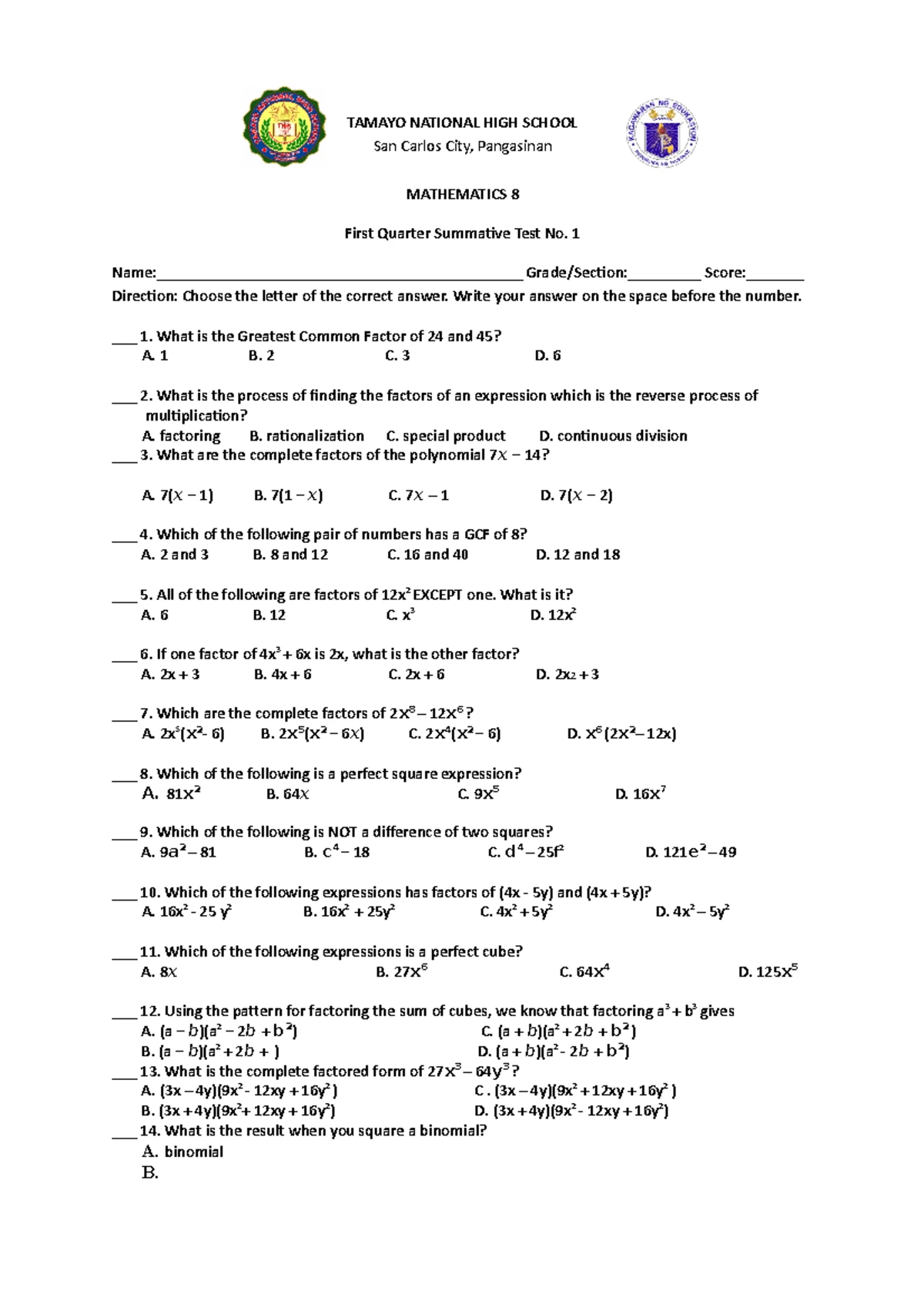 2C Activity 2: HOTS-PLP Assessment Questions for English Teachers - Studocu