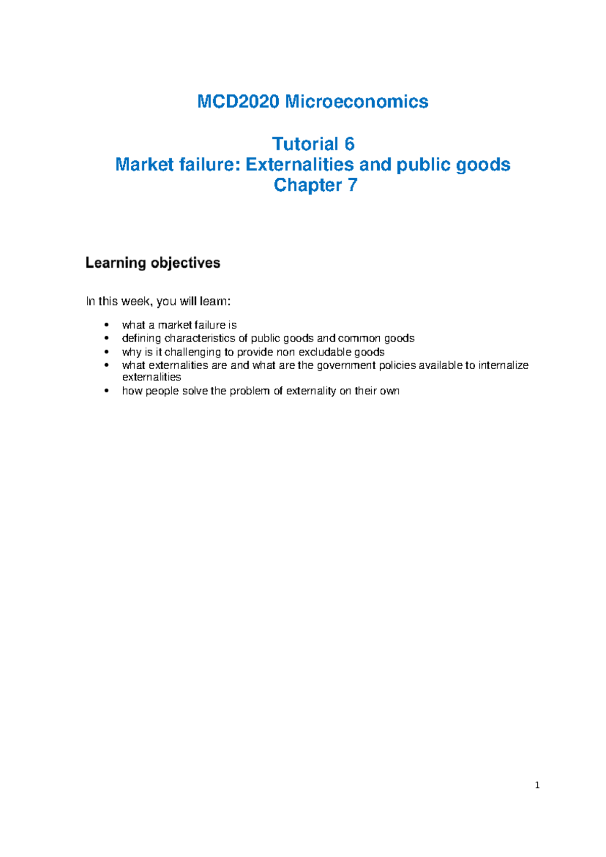 Tutorial 6 Worksheets - It's quite hard to understand - MCD 2020 Microeconomics Tutorial 6 ...
