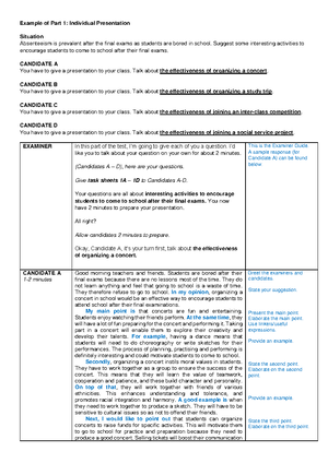 ELC 151 ( Speaking TEST)-example for speaking test paper - Candidate A ...