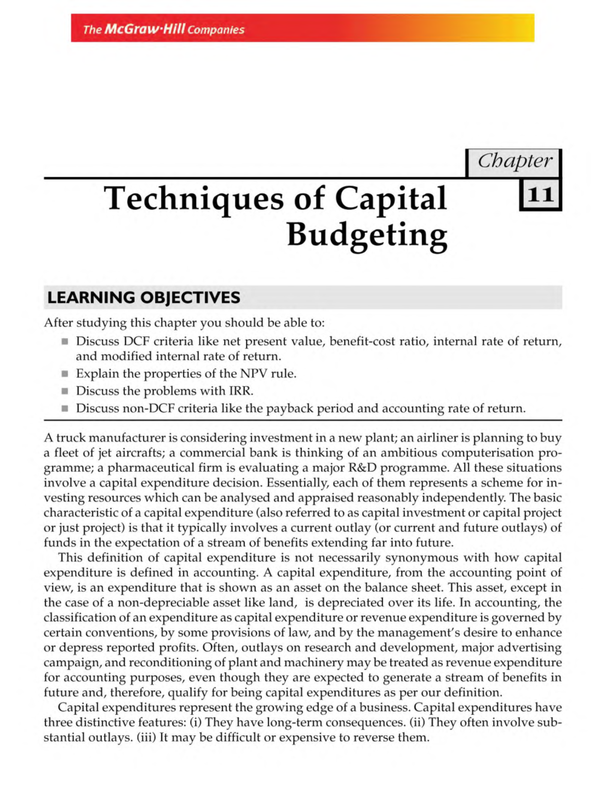 Capital Budgeting Techniques - Chapter Overview (FIN 101) - Studocu