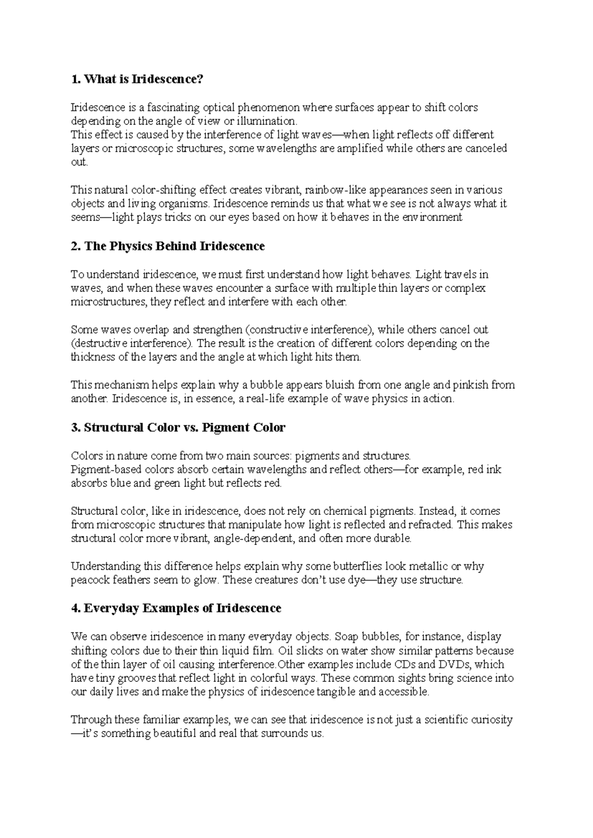 Physics of Iridescence: Understanding Light and Color Dynamics - Studocu