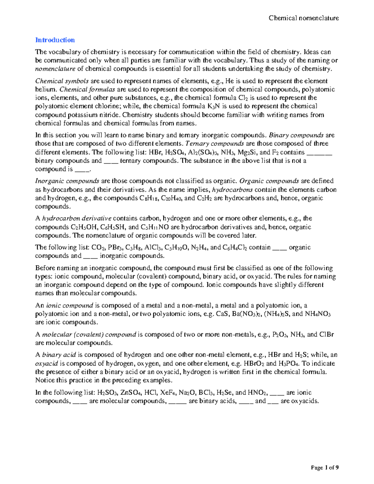 Chemical Nomenclature: Naming Ionic & Molecular Compounds (CHEM101 ...