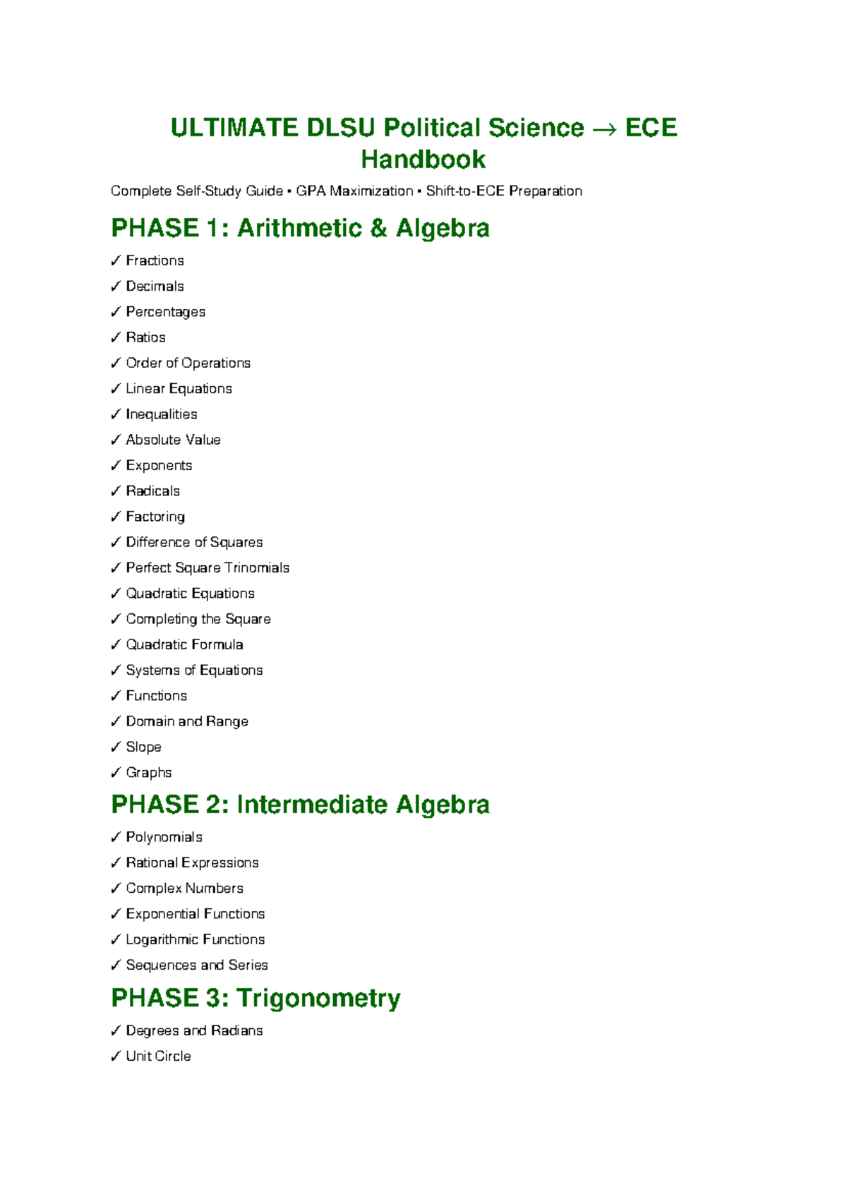 DLSU Political Science ECE Ultimate Review Planner for GPA Success ...
