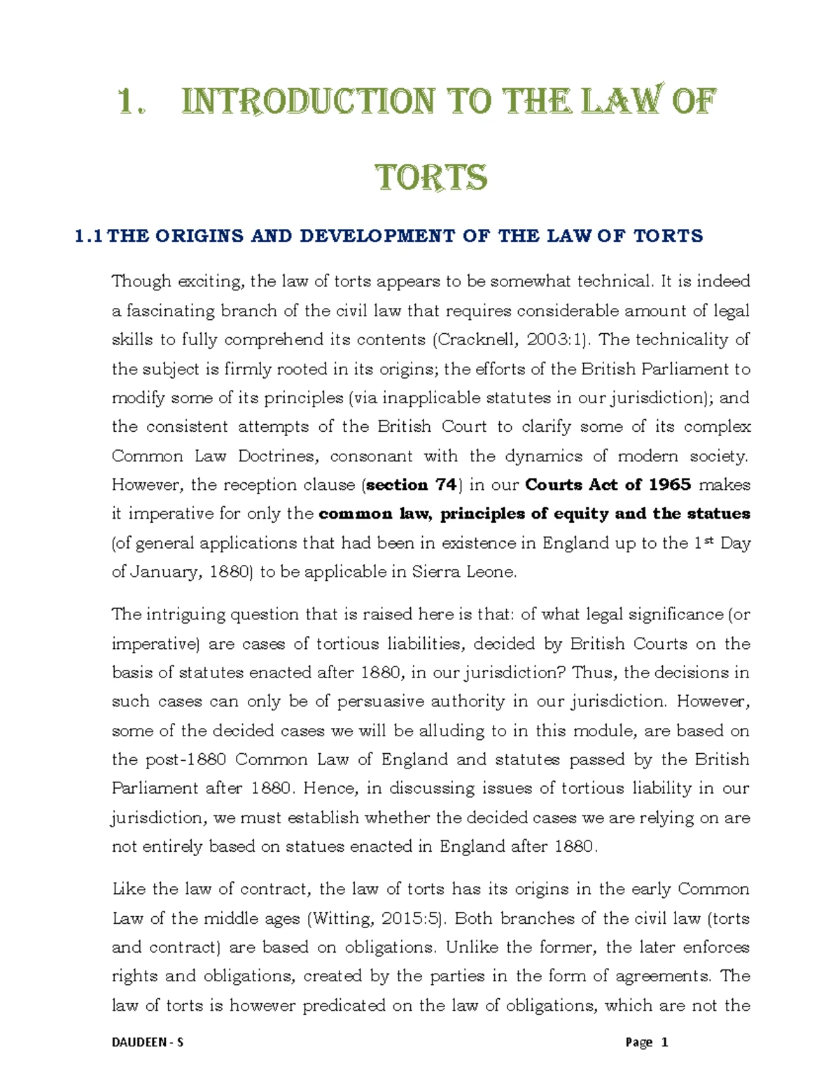 Legal Analysis of Duty of Care in Tort Law: An Incremental Approach ...