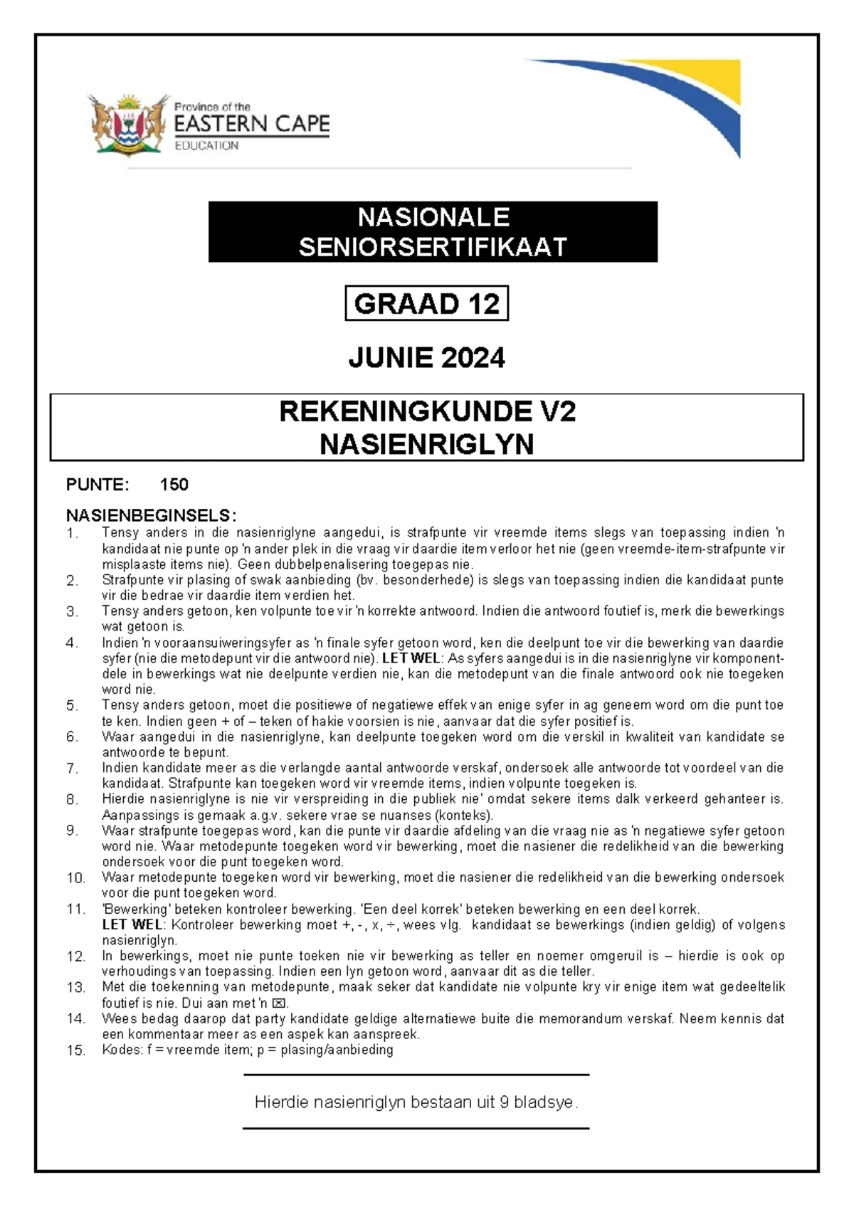 Accounting P2 Grade 12 June 2024 Question Paper and Marking Guidelines ...