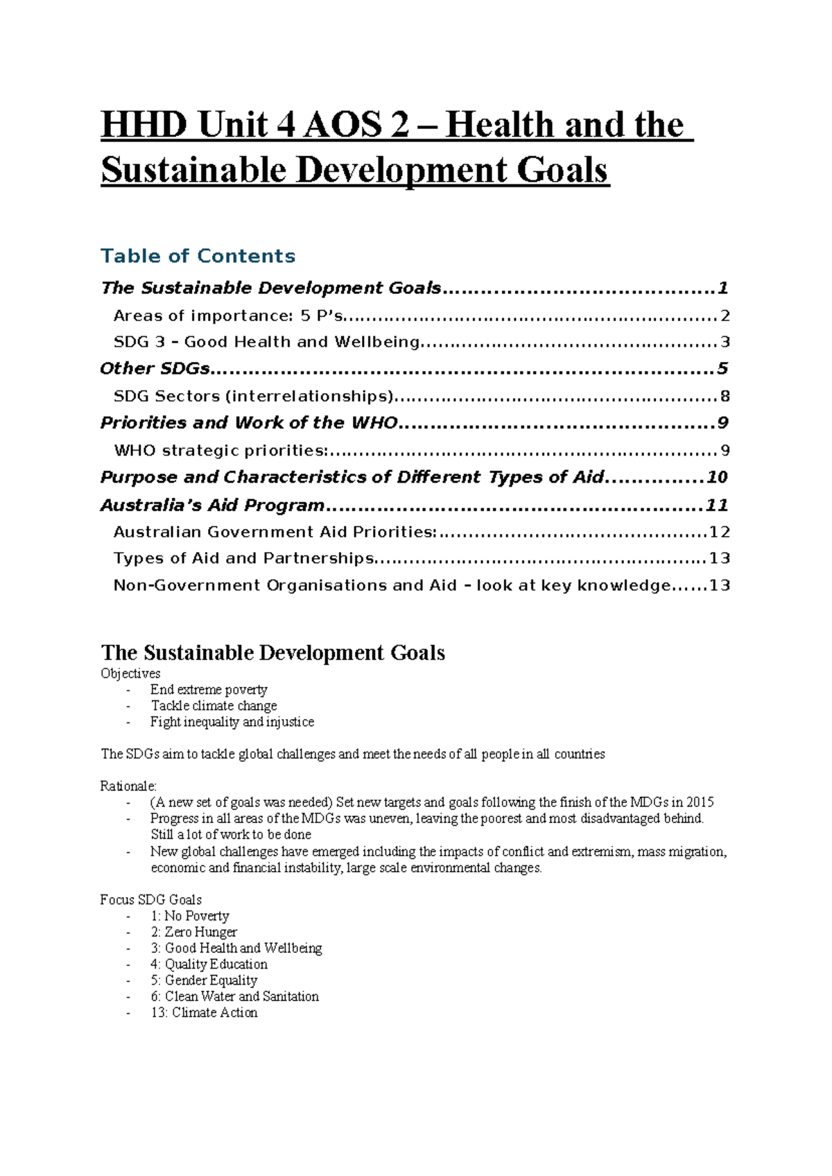 SDG relationships copy - HHD Unit 4 AOS 2 – Health and the Sustainable ...