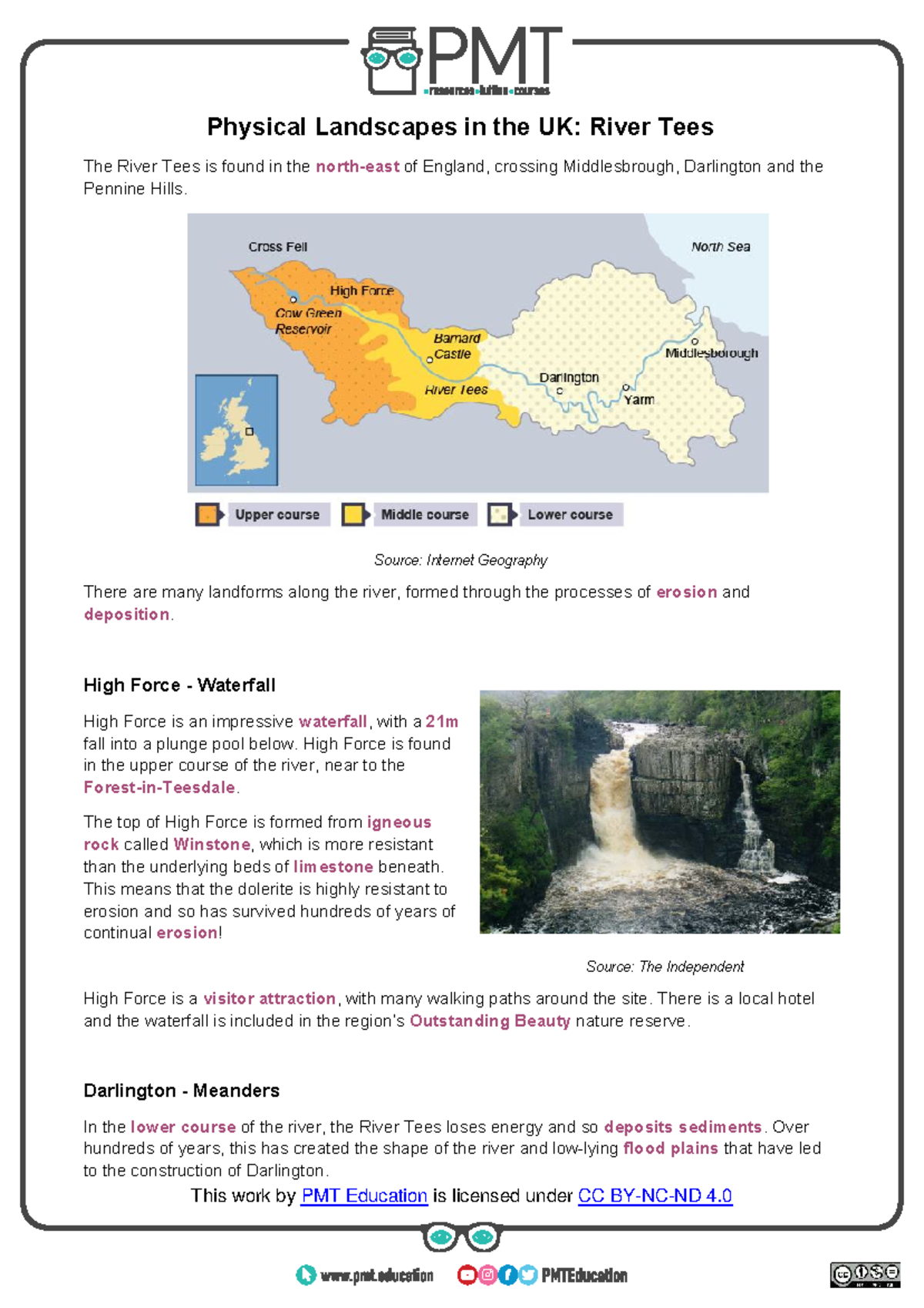 Case Study: Physical Landscapes of the River Tees (UK) - Studocu