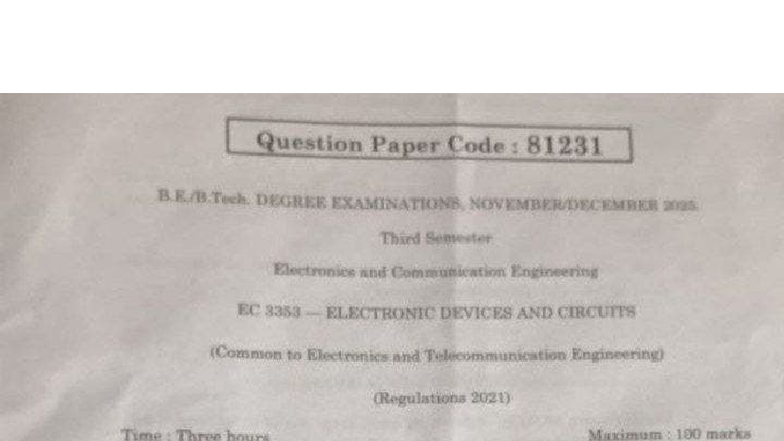 EC3353 EDC Electronic Devices and Circuits Exam Paper - Nov Dec 2025 - Studocu
