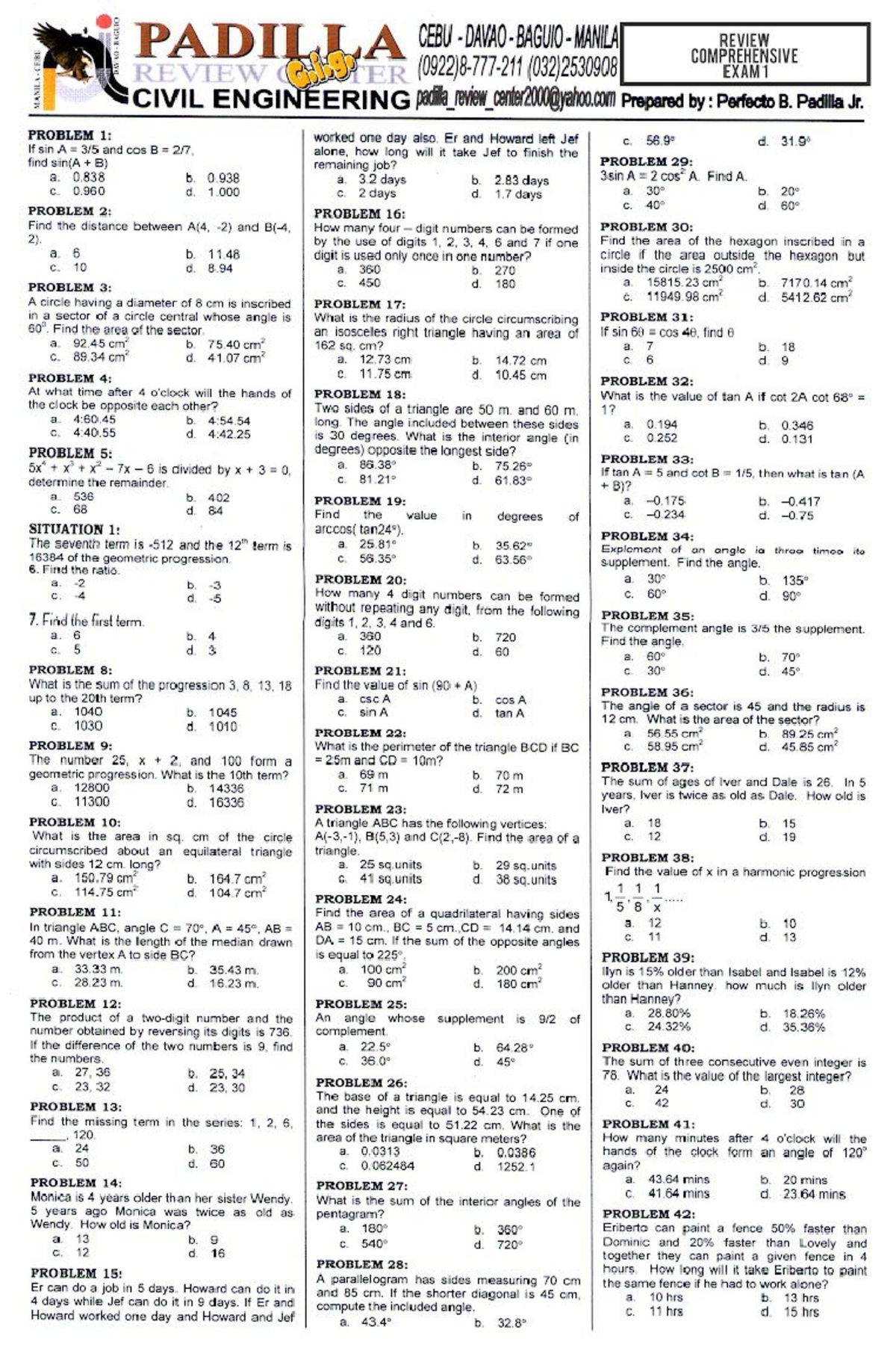Review Comprehensive Exam 1 - Civil Engineering - Studocu