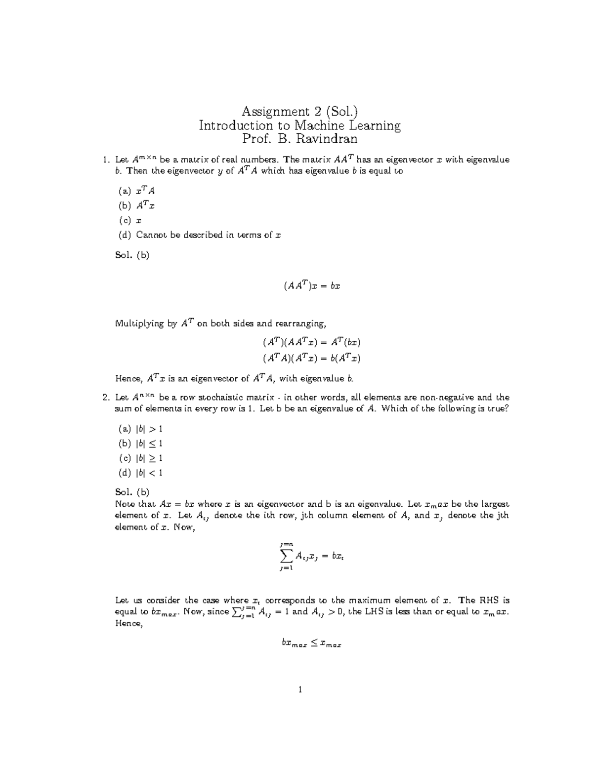 Assignment 2 Solutions - Machine Learning (CS101) - Studocu