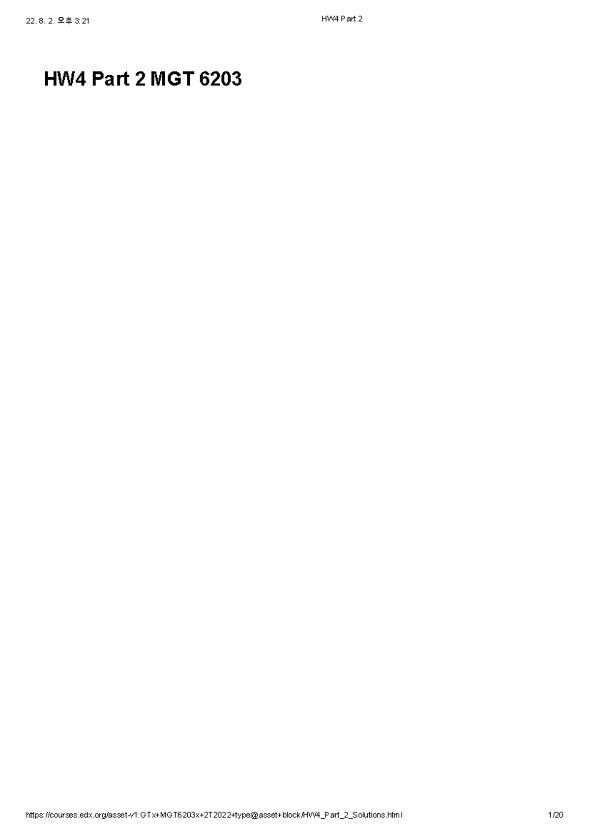 HW4 Part 2 - MGT Homework Submission Guidelines and Instructions - Studocu