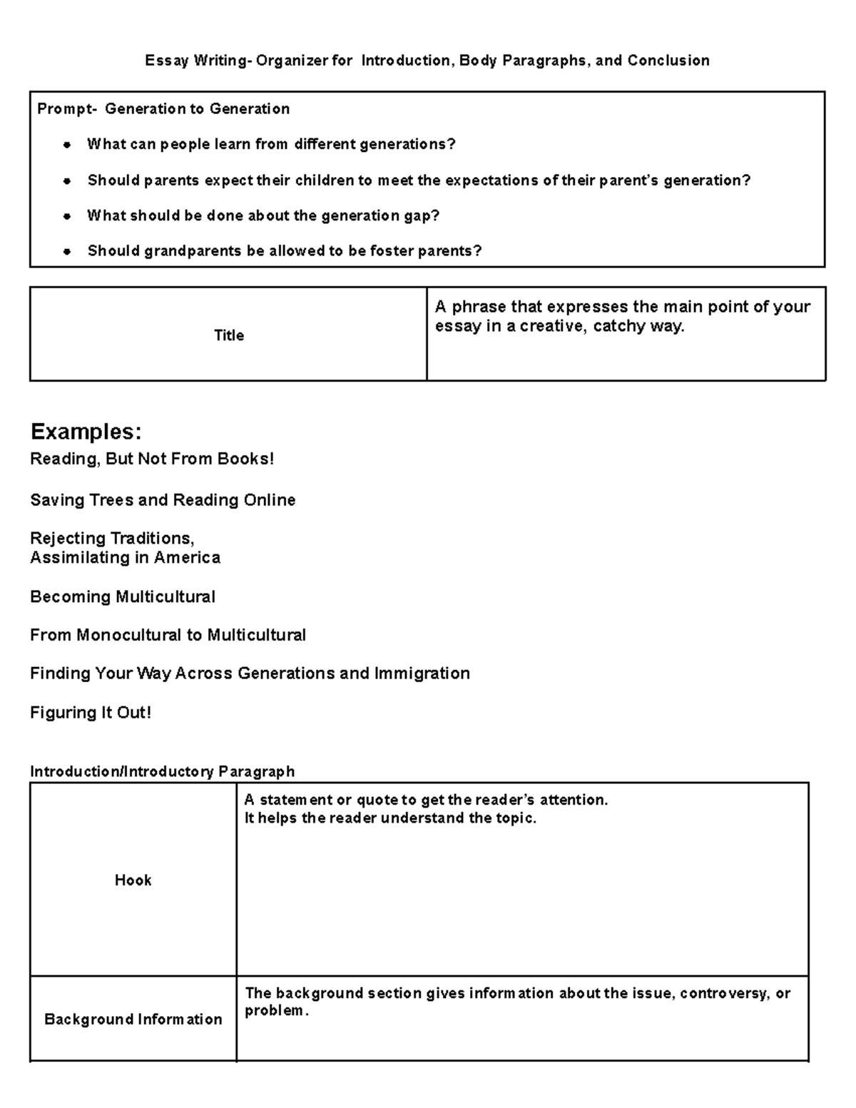 Copy of Essay Writing Organizer - Essay Writing- Organizer for ...