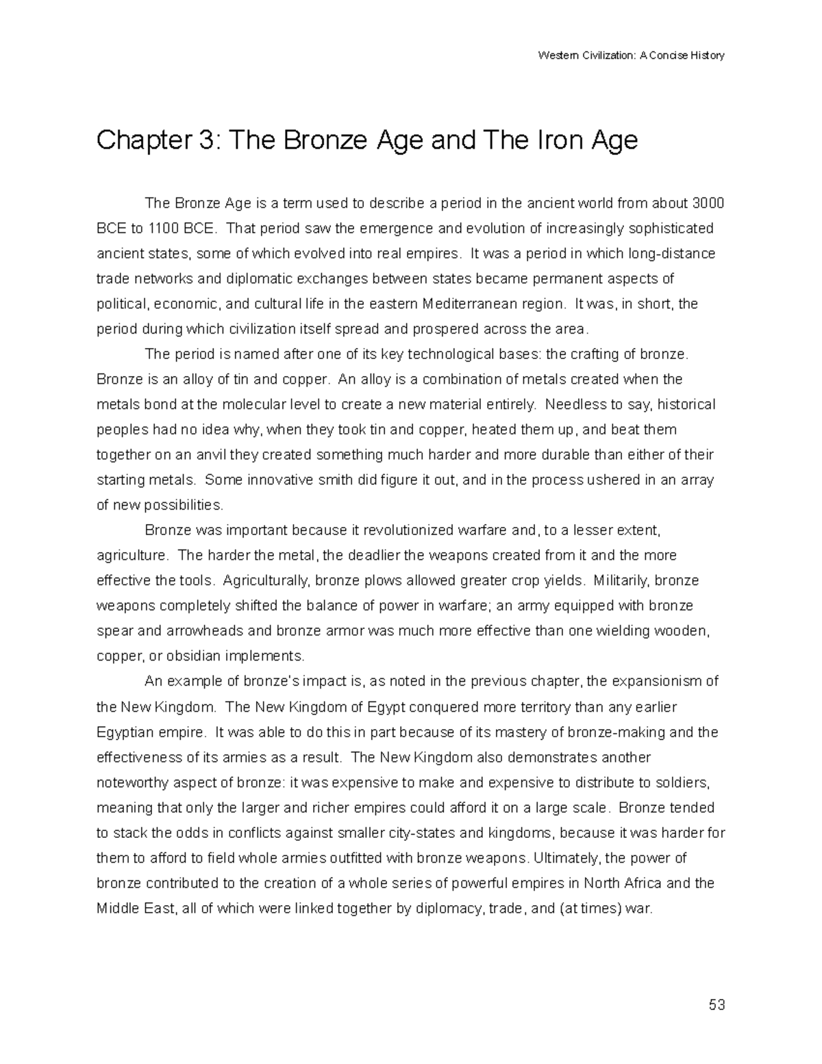 Western Civilization: A Concise History Chapter 3 - The Bronze and Iron ...