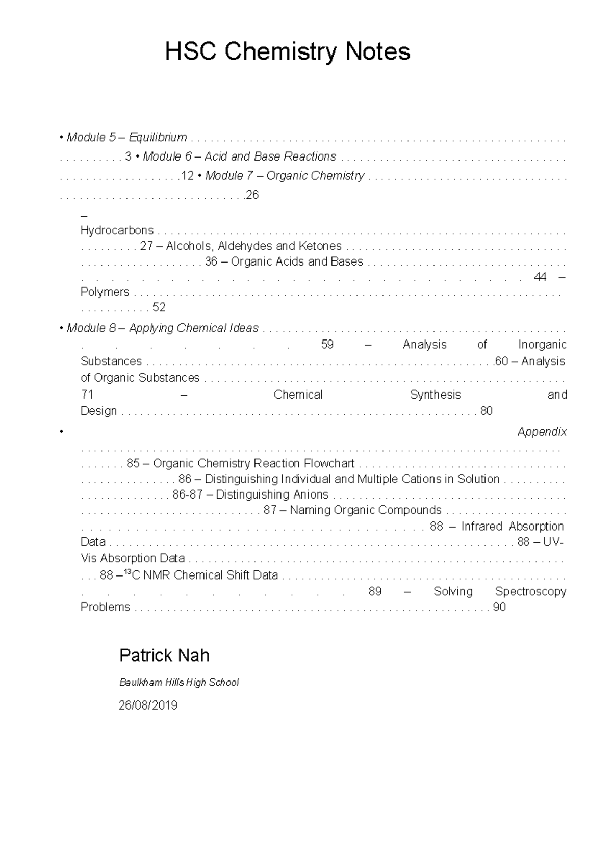 HSC Chemistry Notes Full Syllabus - HSC Chemistry Notes • Module 5 ...