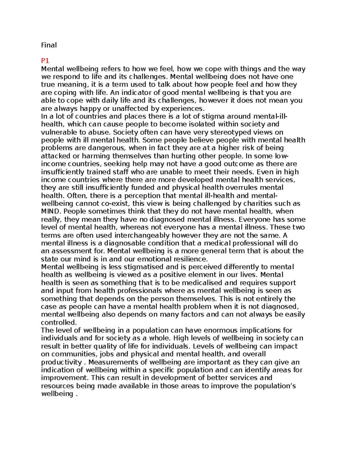 Unit 20 Understanding Mental Wellbeing-2.docx work - Student id: 428801 Unit 20 Understanding ...