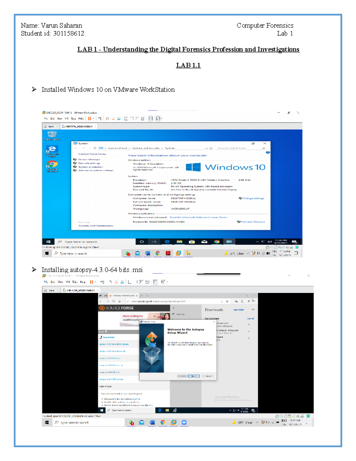 Labwork number 1 - Student id: 301158612 Lab 1 LAB 1 - Understanding ...
