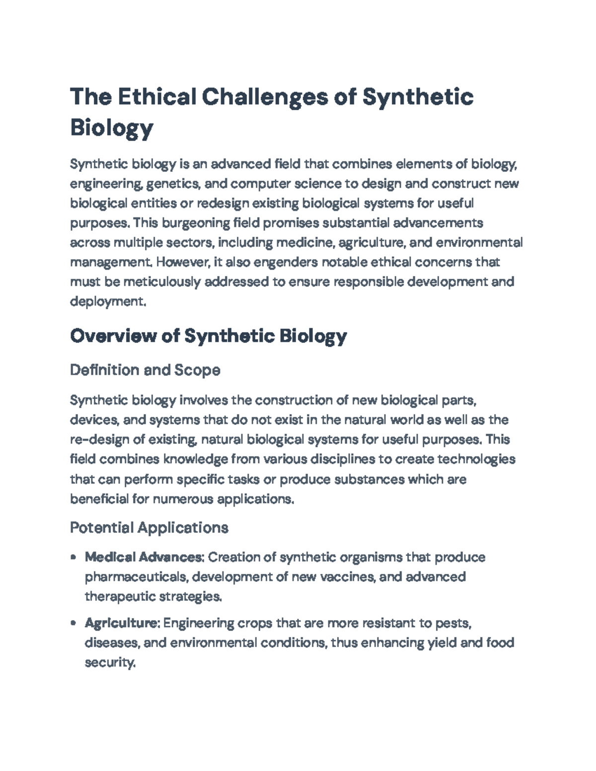 Ethical Considerations in Synthetic Biology: A Comprehensive Overview ...