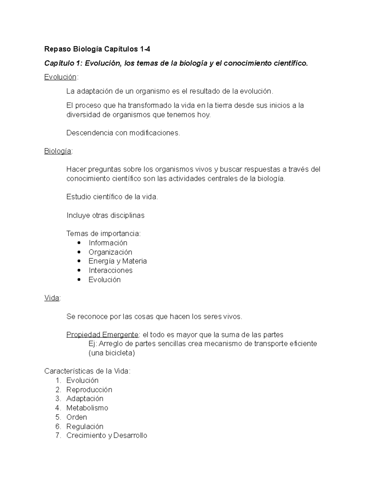 Repaso Biología Capítulos 1-4 Correcto - Repaso Biología Capítulos 1 ...