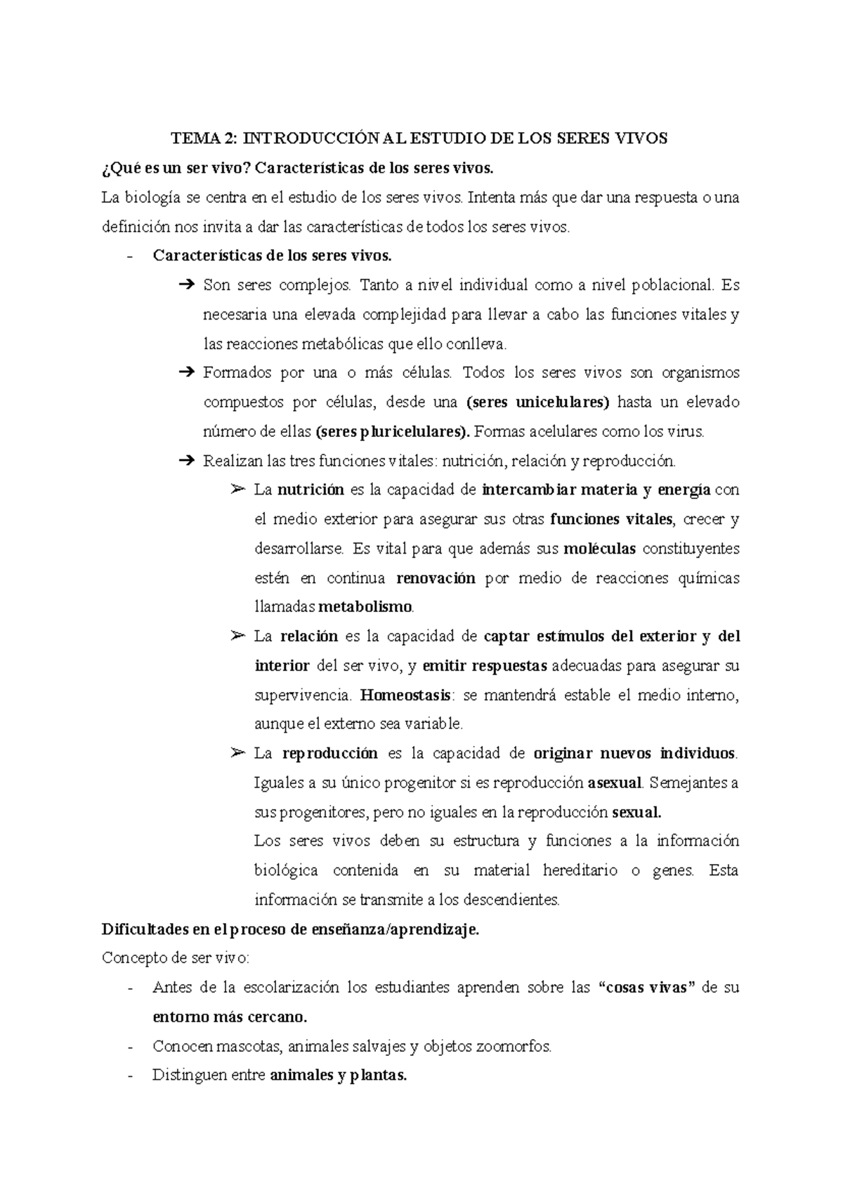 Apuntes Ciencias Primarias. TEMA 2 - TEMA 2: INTRODUCCIÓN AL ESTUDIO DE ...