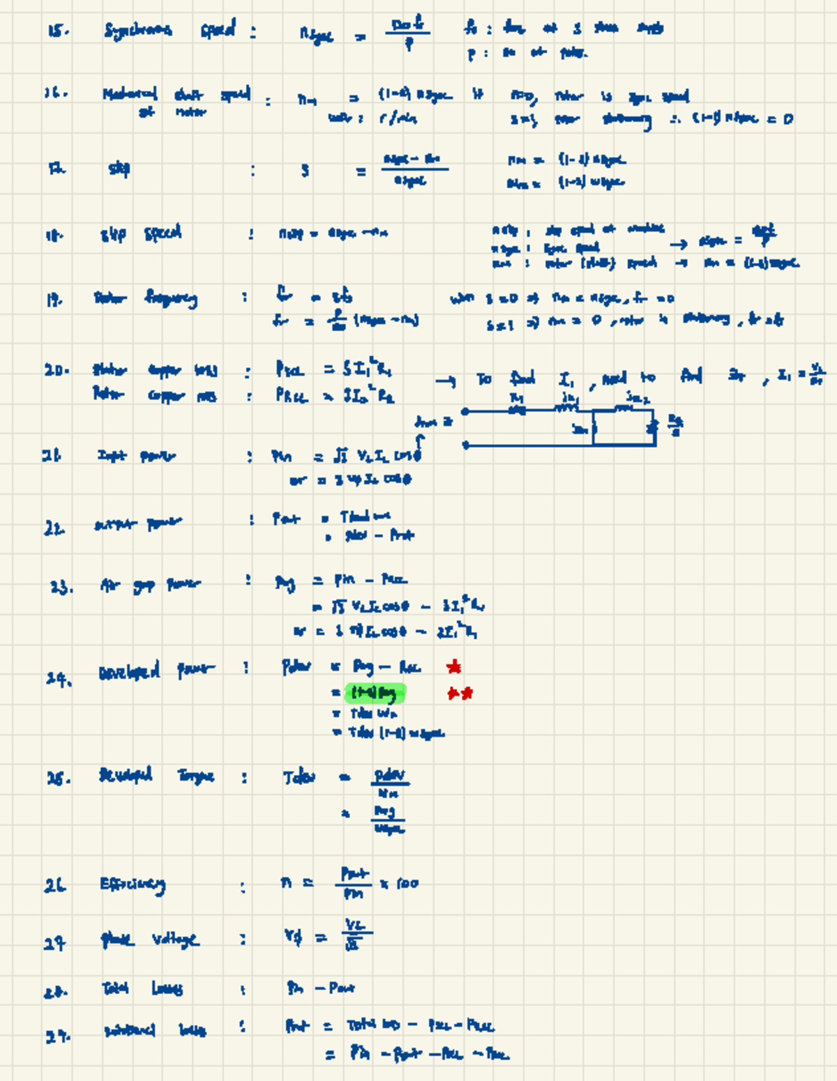 EDM formula for AC machines - 15. Synchronus speed : Nsync = Rofs fo ...