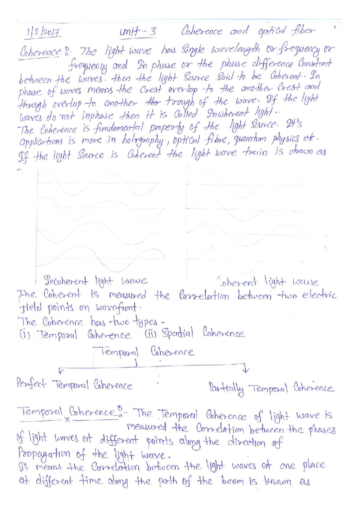 Coherence Study Notes - 3 Coherence and optical fiber Coherence The ...