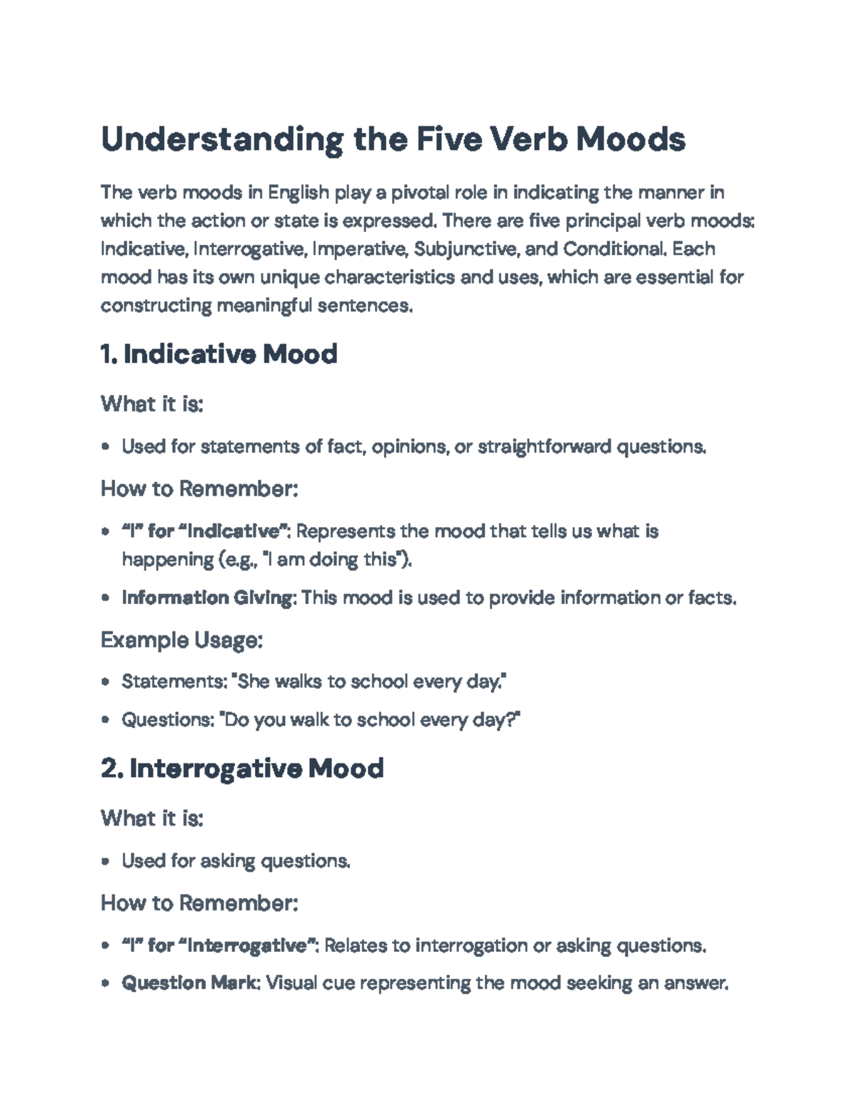 Understanding the Five English Verb Moods: A Comprehensive Guide ...