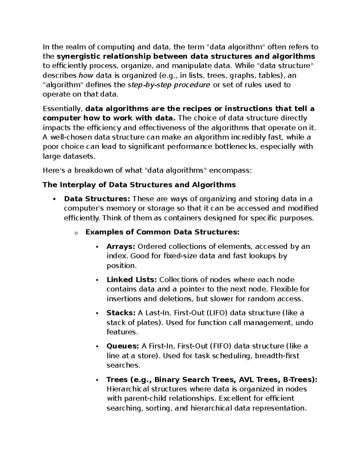 CS101: Understanding the Interplay of Data Structures and Algorithms - Studocu