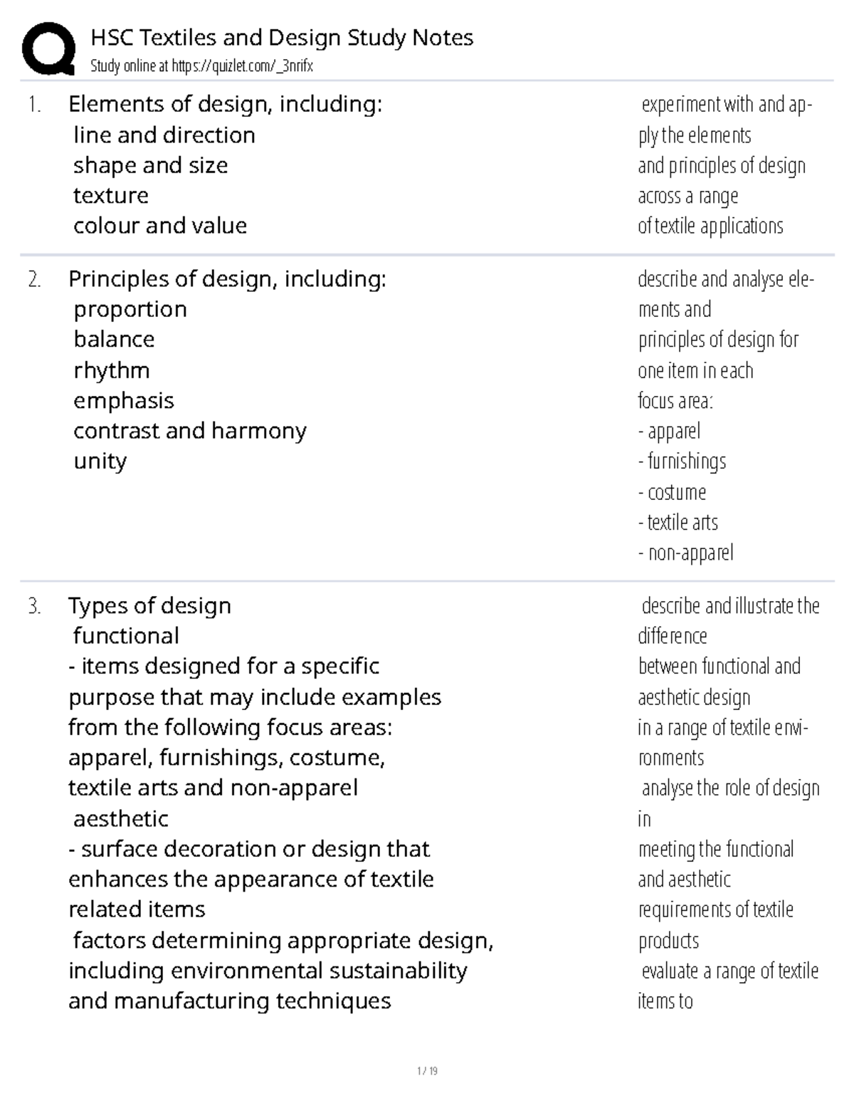 HSC Textiles and Design Final Exam Study Notes - Studocu