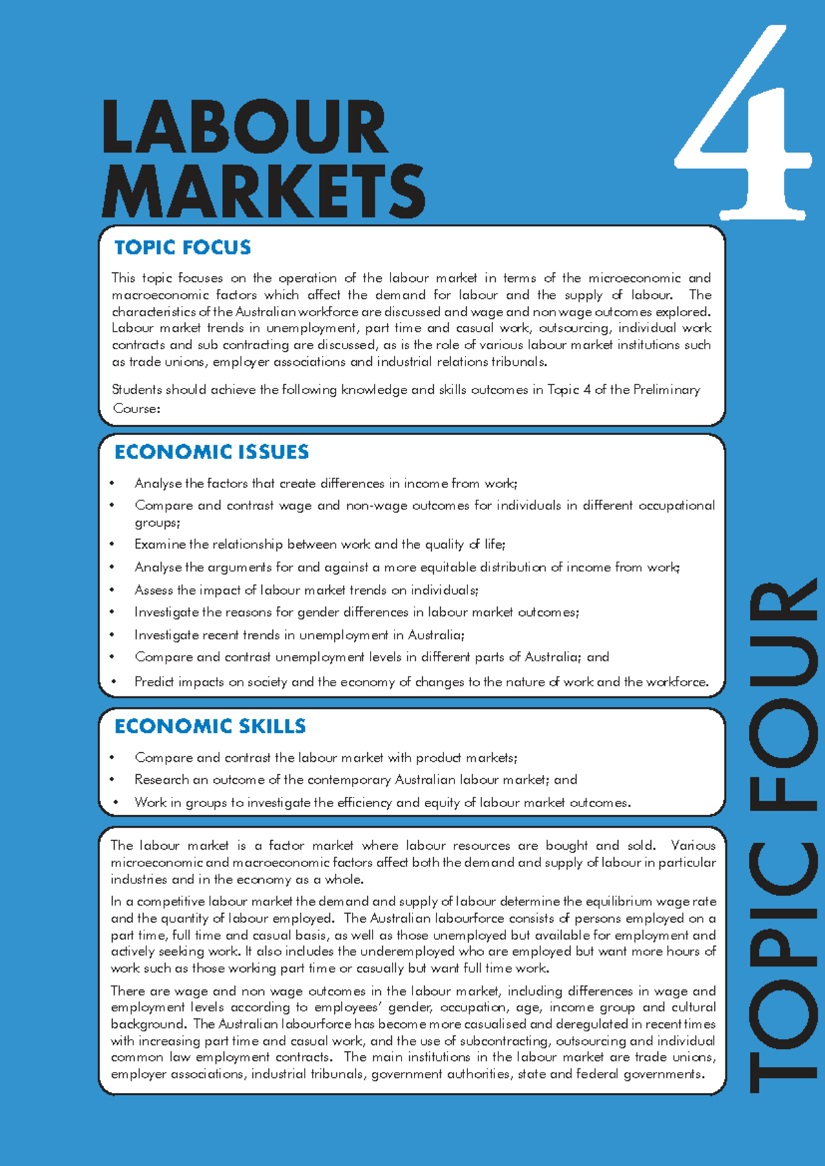 ECONOMICS Y11: Chapter 8 - Labour Market Dynamics and Trends - Studocu
