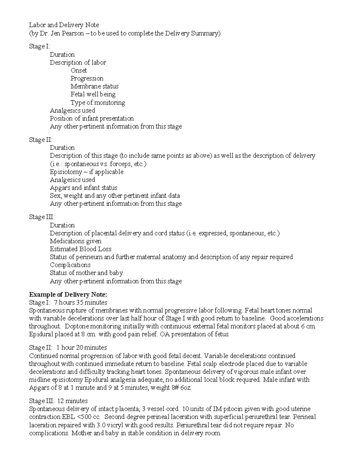 Labor and Delivery Note Guide - L&D - Studocu