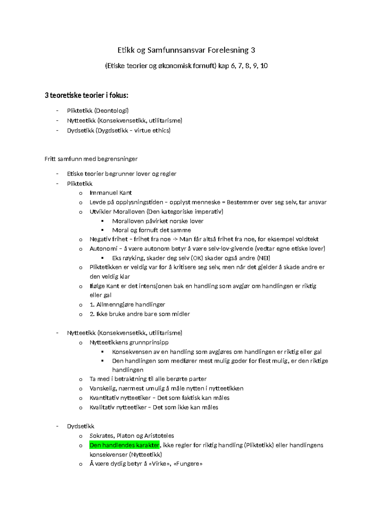 Etikk og Samfunnsansvar Forelesning 3 - Allmenngjøre handlinger o 2 ...