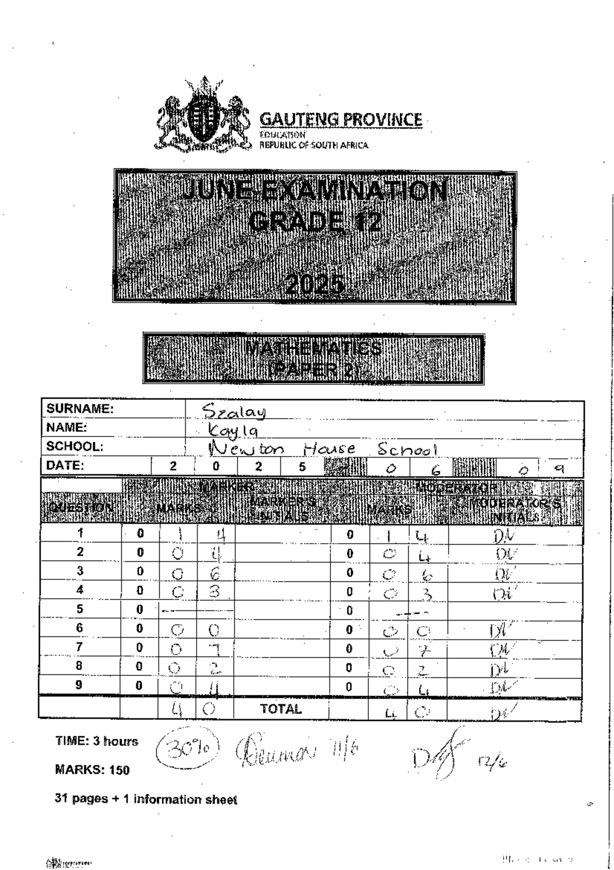 GAUTENG GRADE 12 MATHEMATICS JUNE EXAMINATION (PAPER 2) 2025 - Studocu