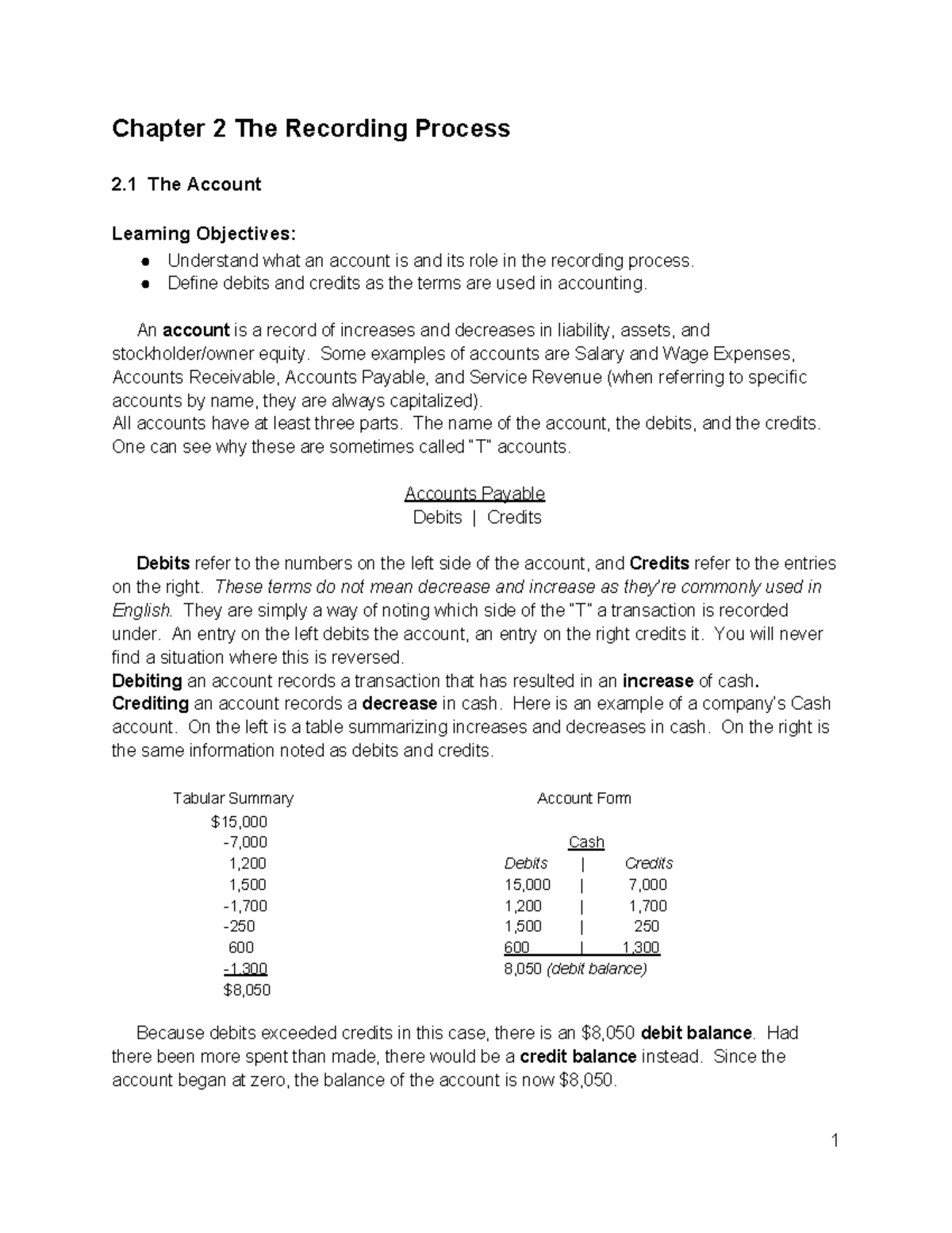 Chapter 2: The Recording Process - Understanding Accounts and Transactions - Studocu