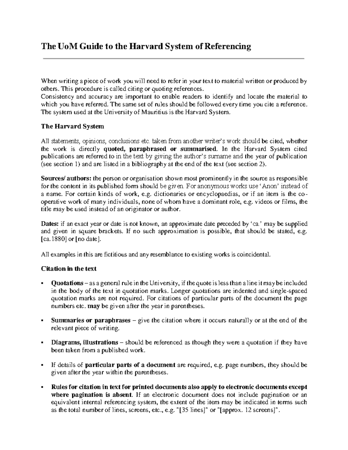 UOM Guide to Harvard Referencing System for Academic Writing - Studocu