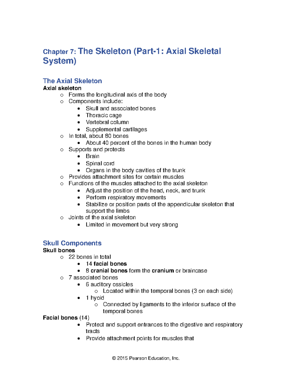 Ch 07 Review Guide: Axial Skeleton Overview (Part-1) - Studocu