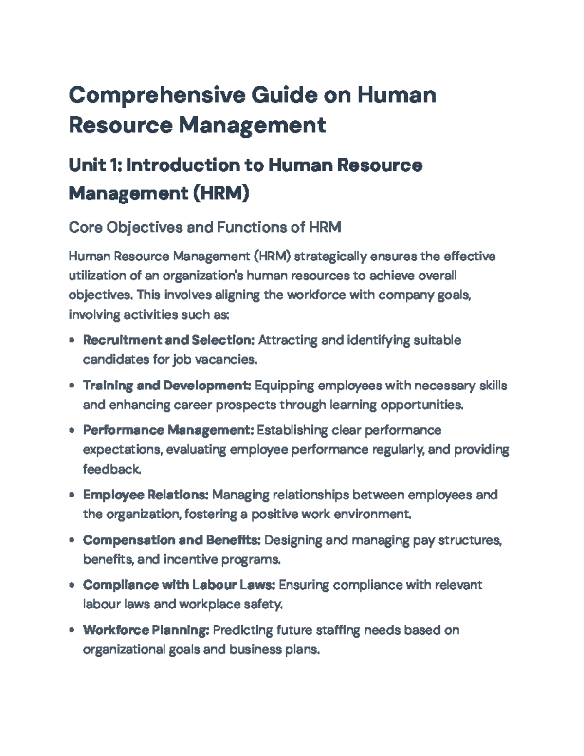 Human Resource Management Overview: Policies, Planning, and Evaluation ...