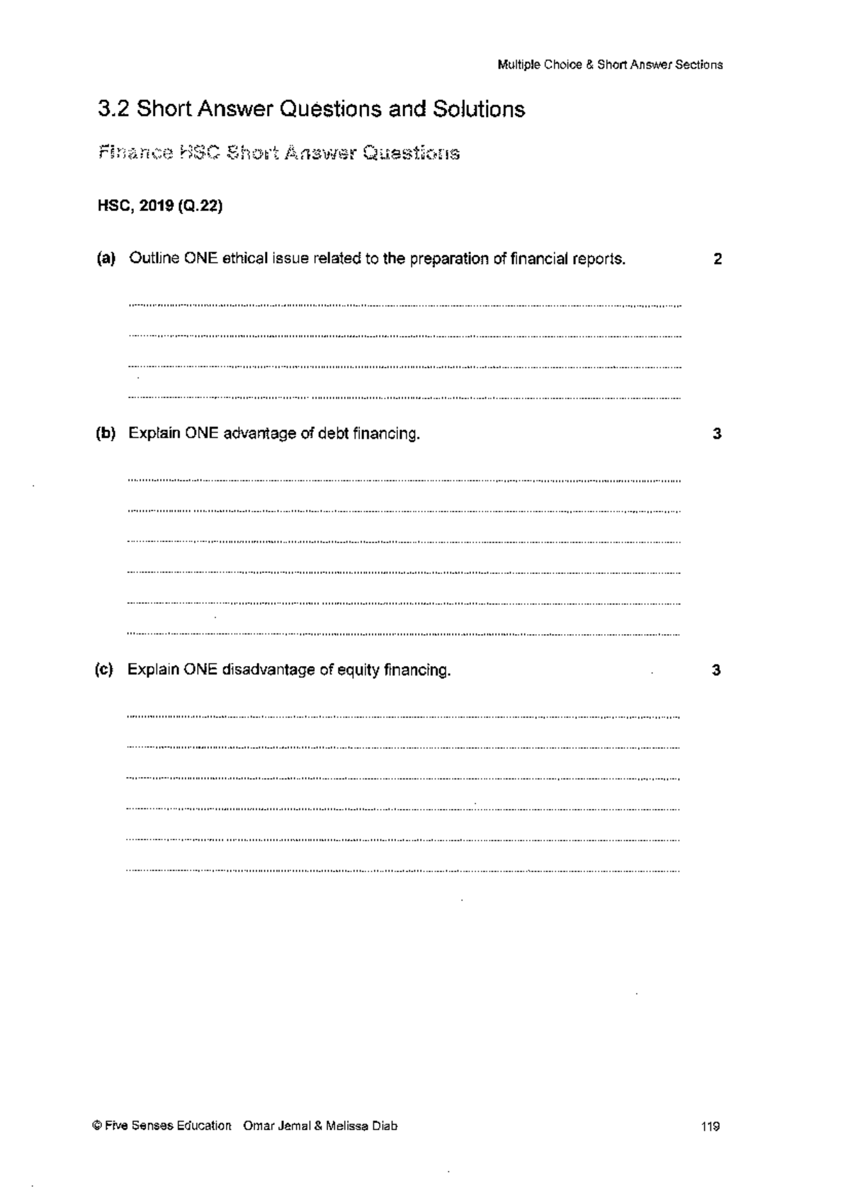 Finance HSC Short Answer Questions and Solutions Overview - Multiple ...
