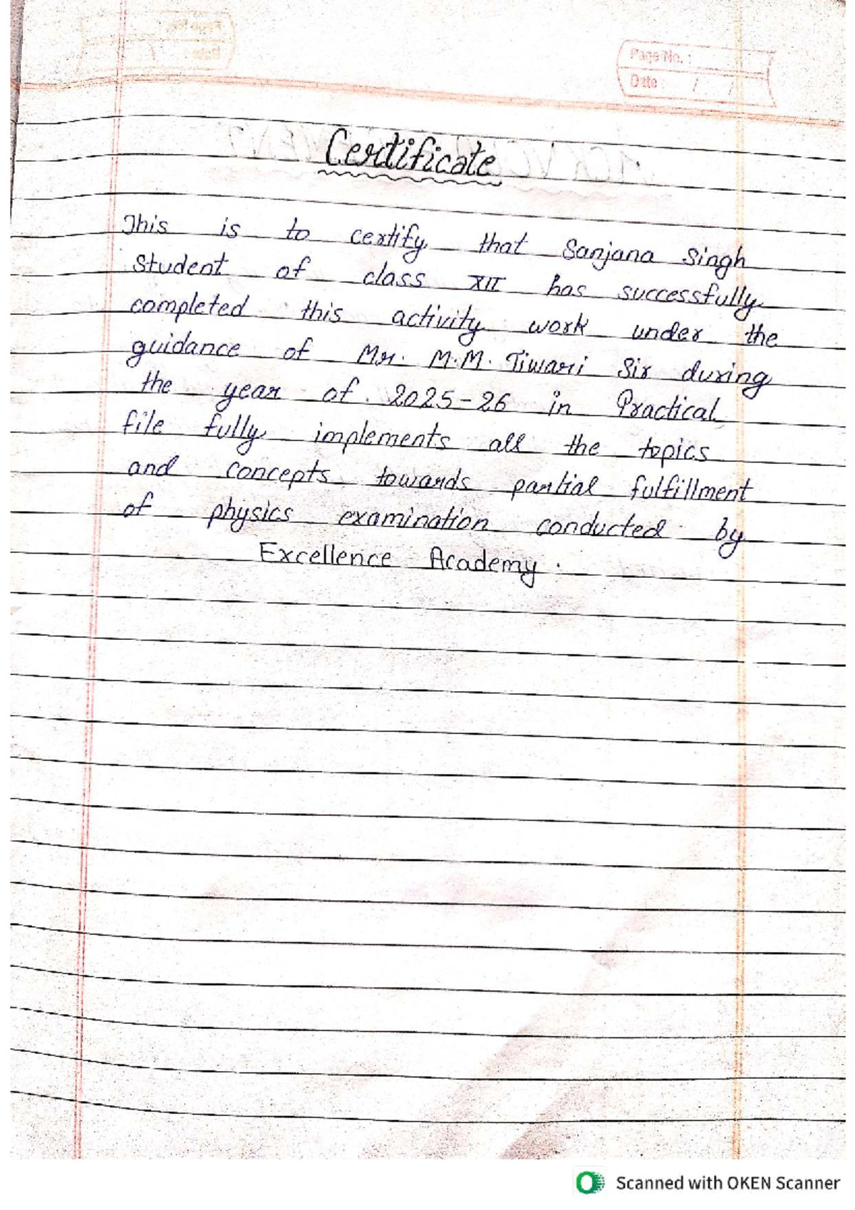 Physics Activity File (Class XII) - 2025-26 - Studocu