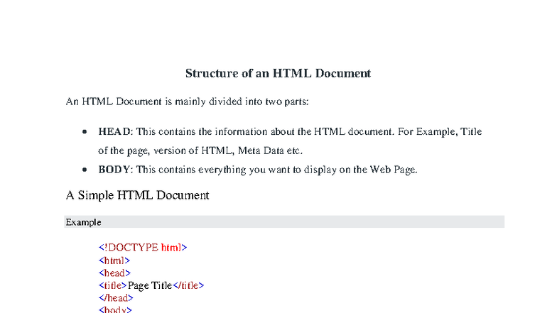 2. Structure of an HTML Document: Key Elements Explained - Studocu